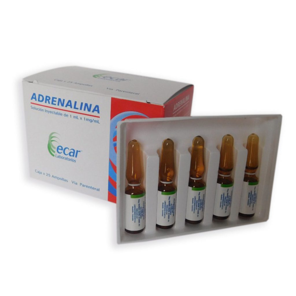 Epinefrina Solución Inyectable 1 mg /1 mL Caja Con 25 Ampollas Rx - TECNOMEDICS COLOMBIA
